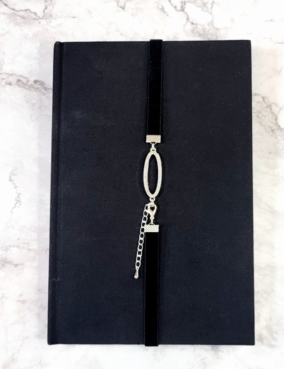 Elastic Bookmark, Adjustable, Velvet Elastic, Black and Silver. - Etsy