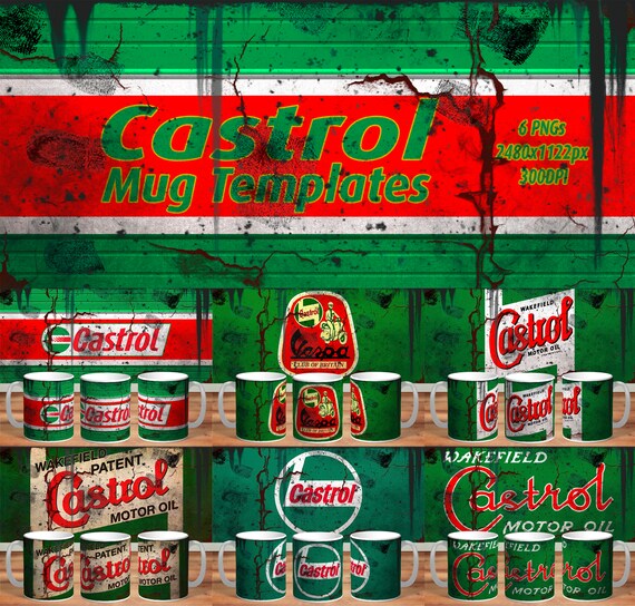 Castrol Mug Templates 6 pngs 2480x1122px 300DPI | Etsy