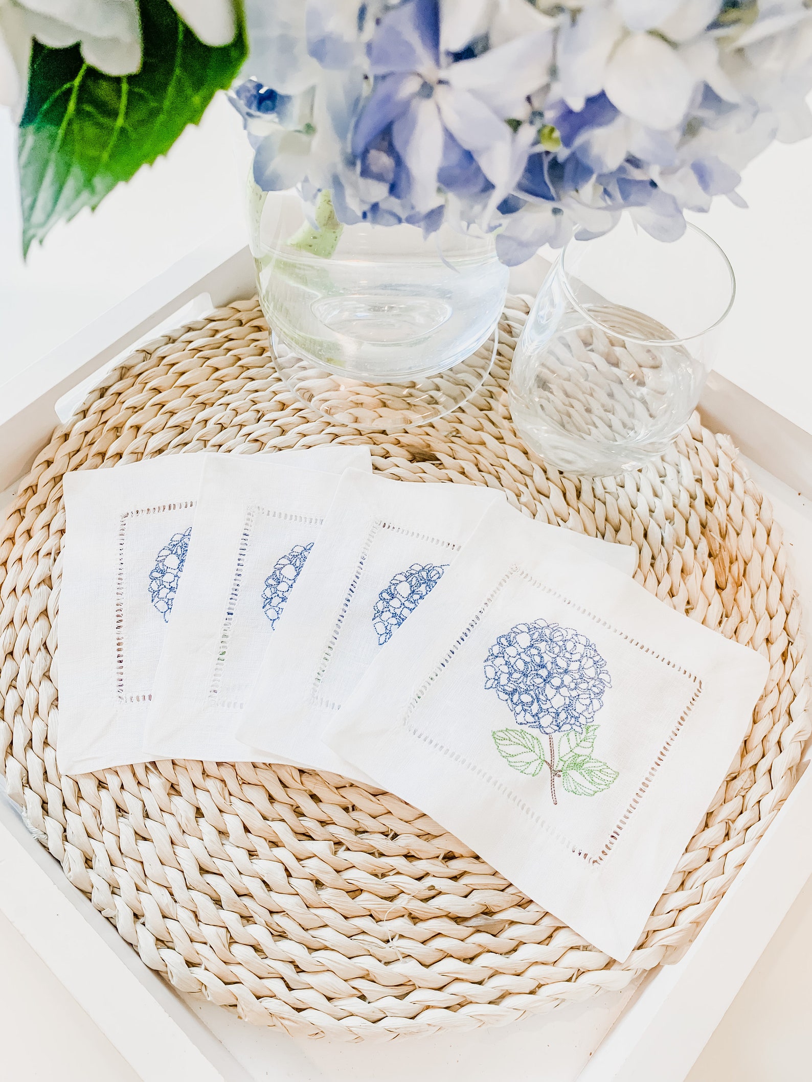 Hydrangea Cocktail Napkins Floral Cocktail Napkins Linen | Etsy