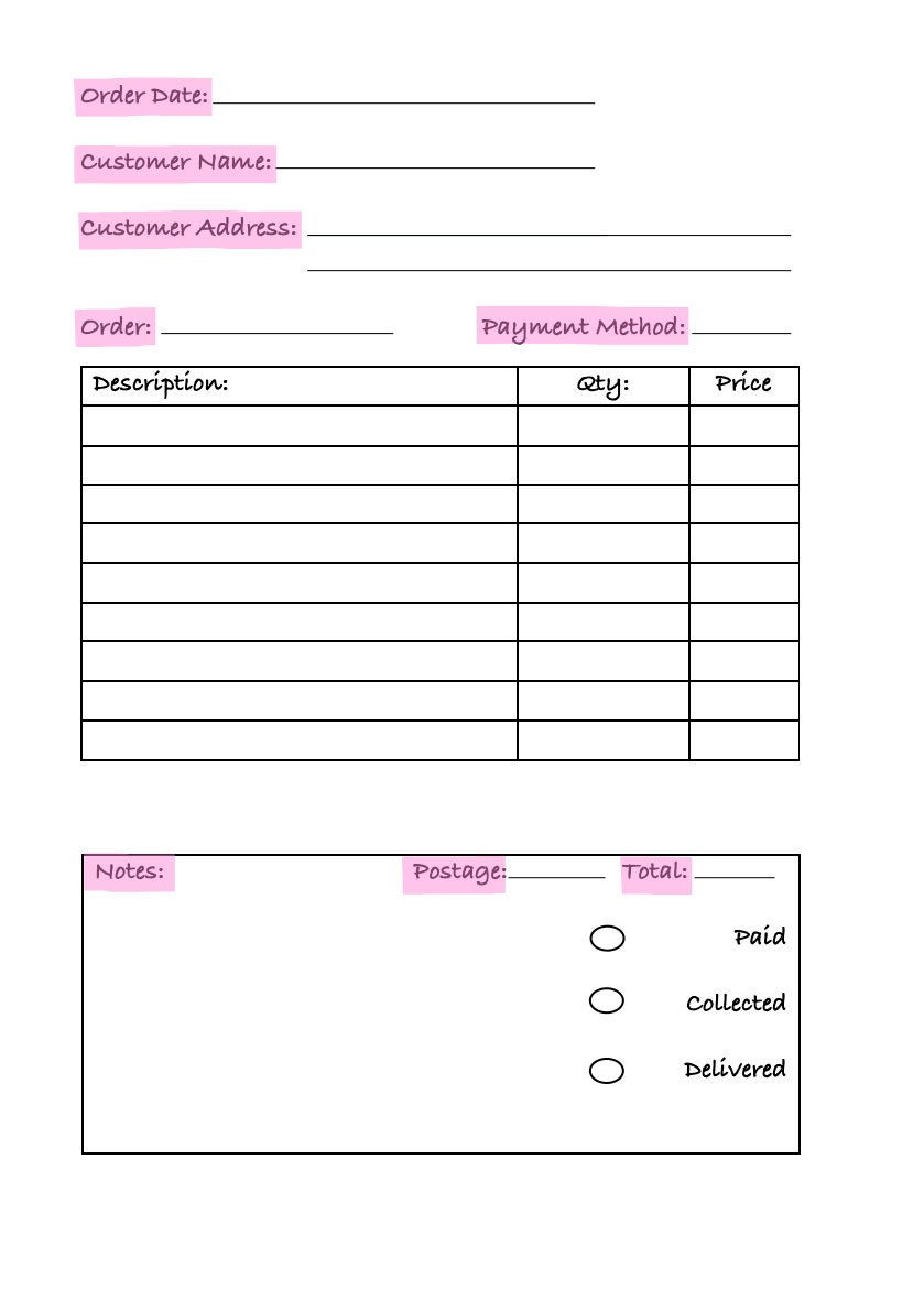 Printable Order Form - Etsy