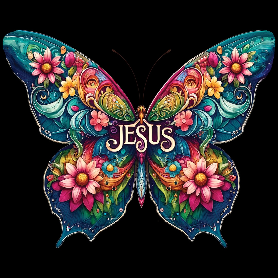Vibrant Floral Christian Butterfly PNG: Inspiring Bible Verse ...