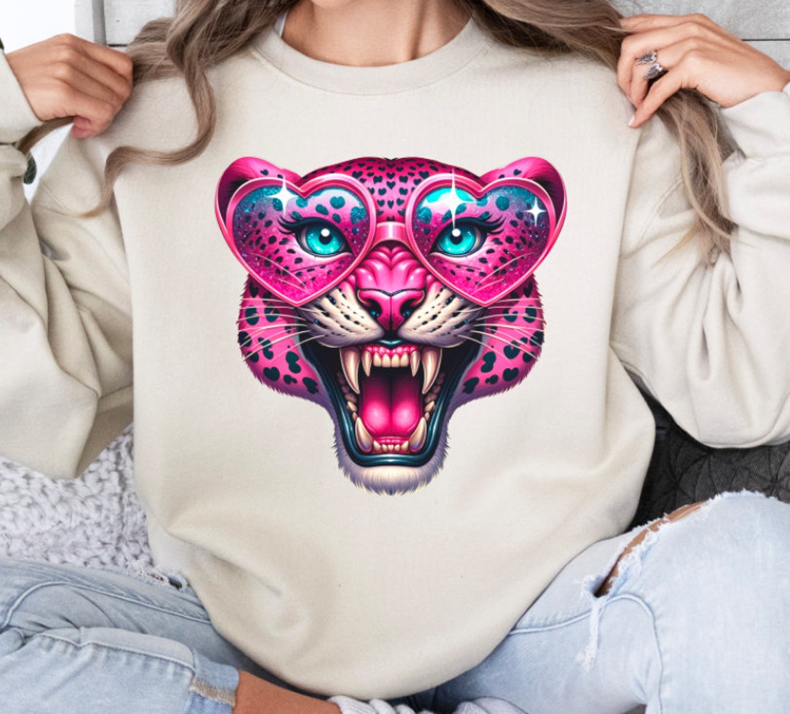 Valentine's Day Pink Tiger, Sparkly Bougie Vday, Preppy Mascot W ...