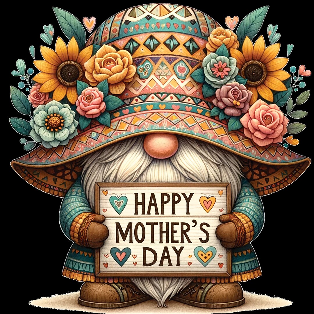 Mothers Day Gnome Clipart, PNG Garden Gnome Clipart, Spring Gnome ...