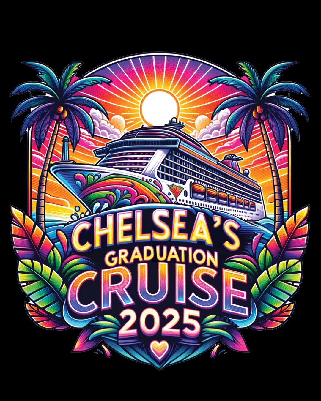 Custom Personalized Graduation Cruise 2025 Watercolor PNG | Tropical ...