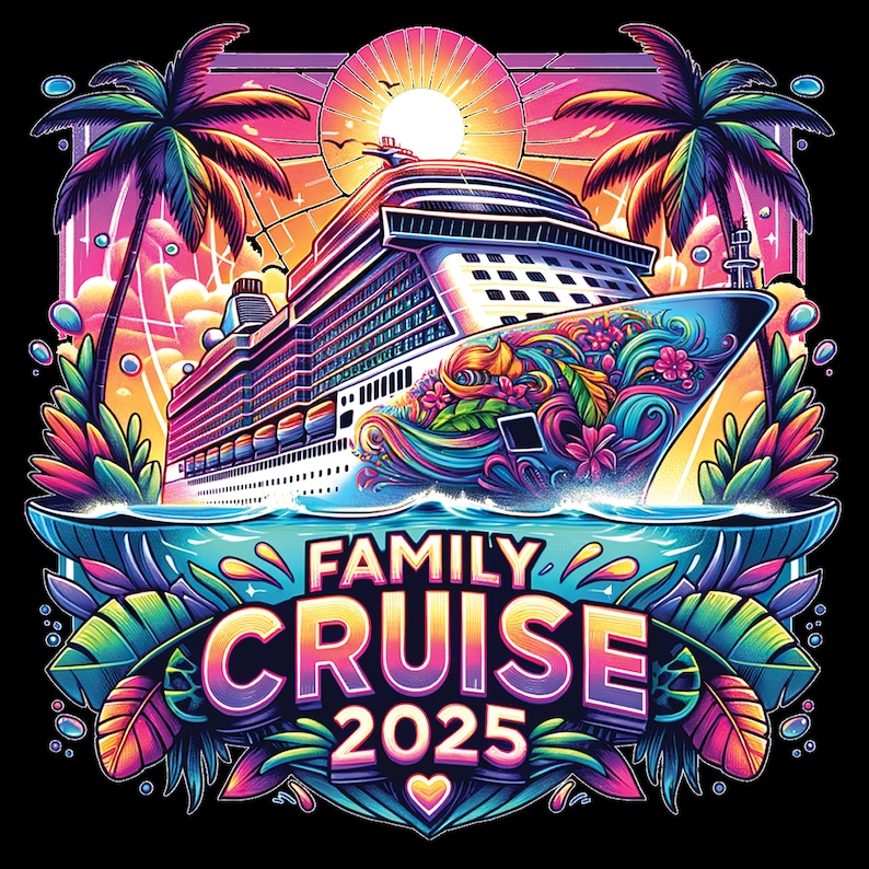 Family Cruise 2025 Watercolor PNG Tropical Sublimation Vacation Digital ...