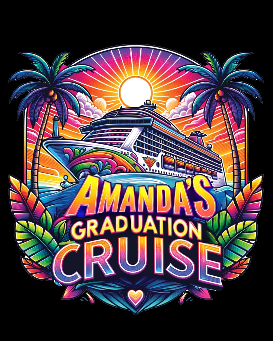 Amanda Graduation Cruise Watercolor PNG | Tropical Sublimation ...