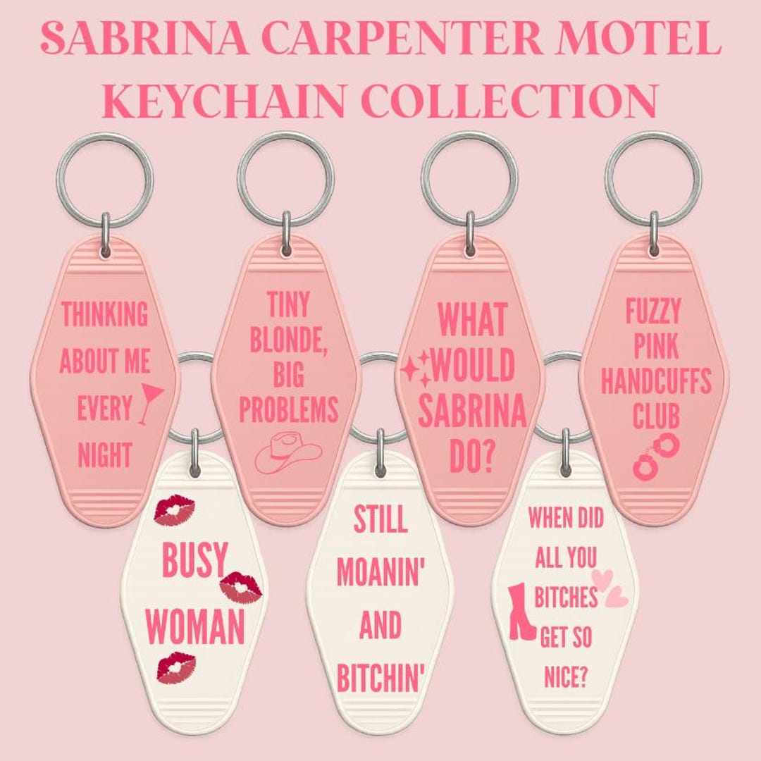 Sabrina Carpenter Motel Keychain – Funny Pink Key Tag | "what Would ...