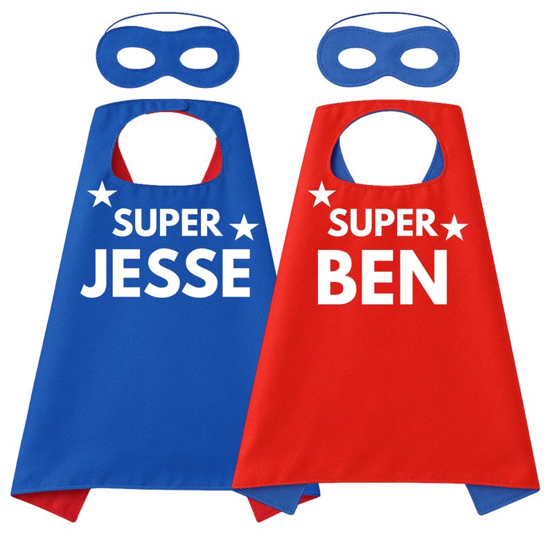 Personalised Superhero Cape & Mask Set -custom Double-sided Kids ...