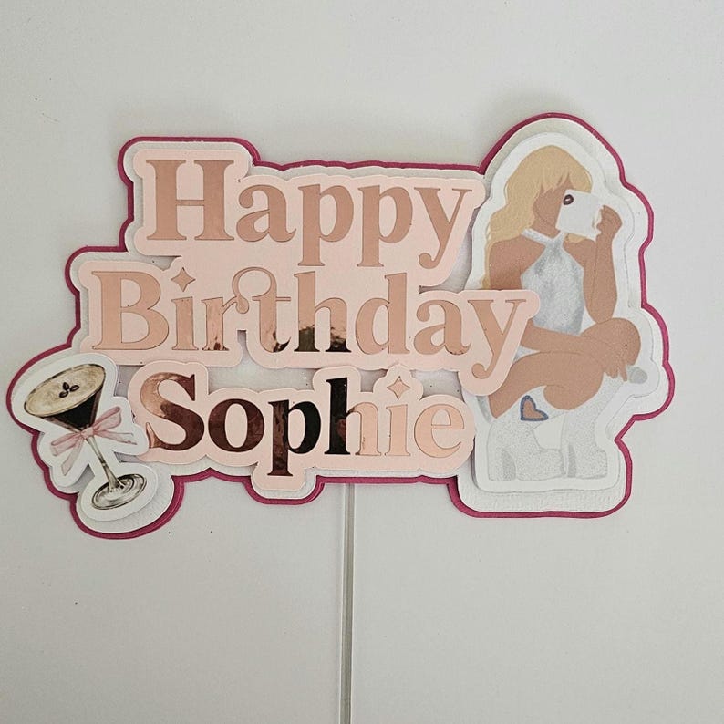 Personalised Sabrina Carpenter Inspired Birthday Cake Topper | Espresso ...
