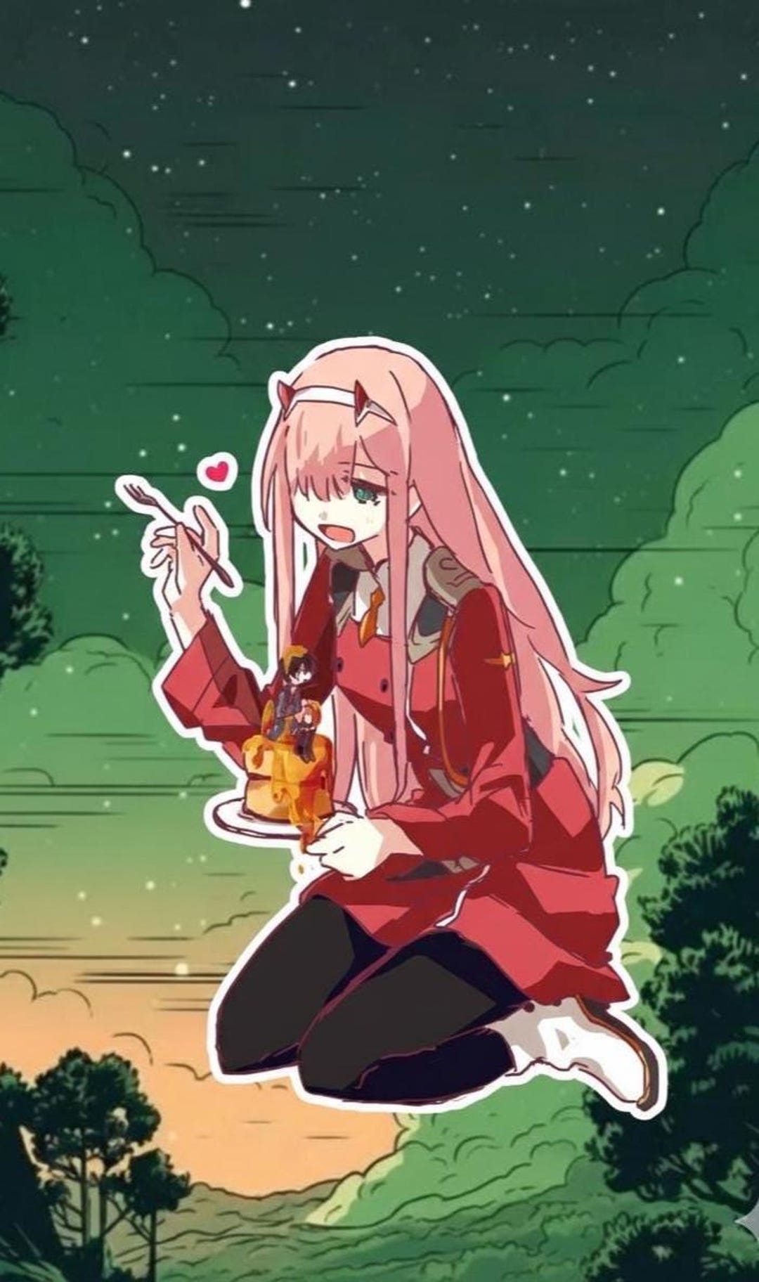 Zero Two "eating My Darling" Anime Sticker - Kawaii Pink Aesthetic ...