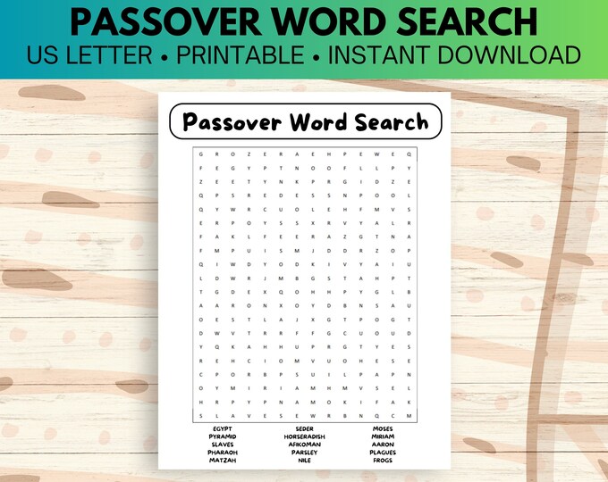 Kids Passover Activity, Passover Word Search, Seder Activity, Passover ...