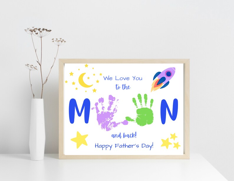 Father's Day Printable We Love You to the Moon and Back - Etsy