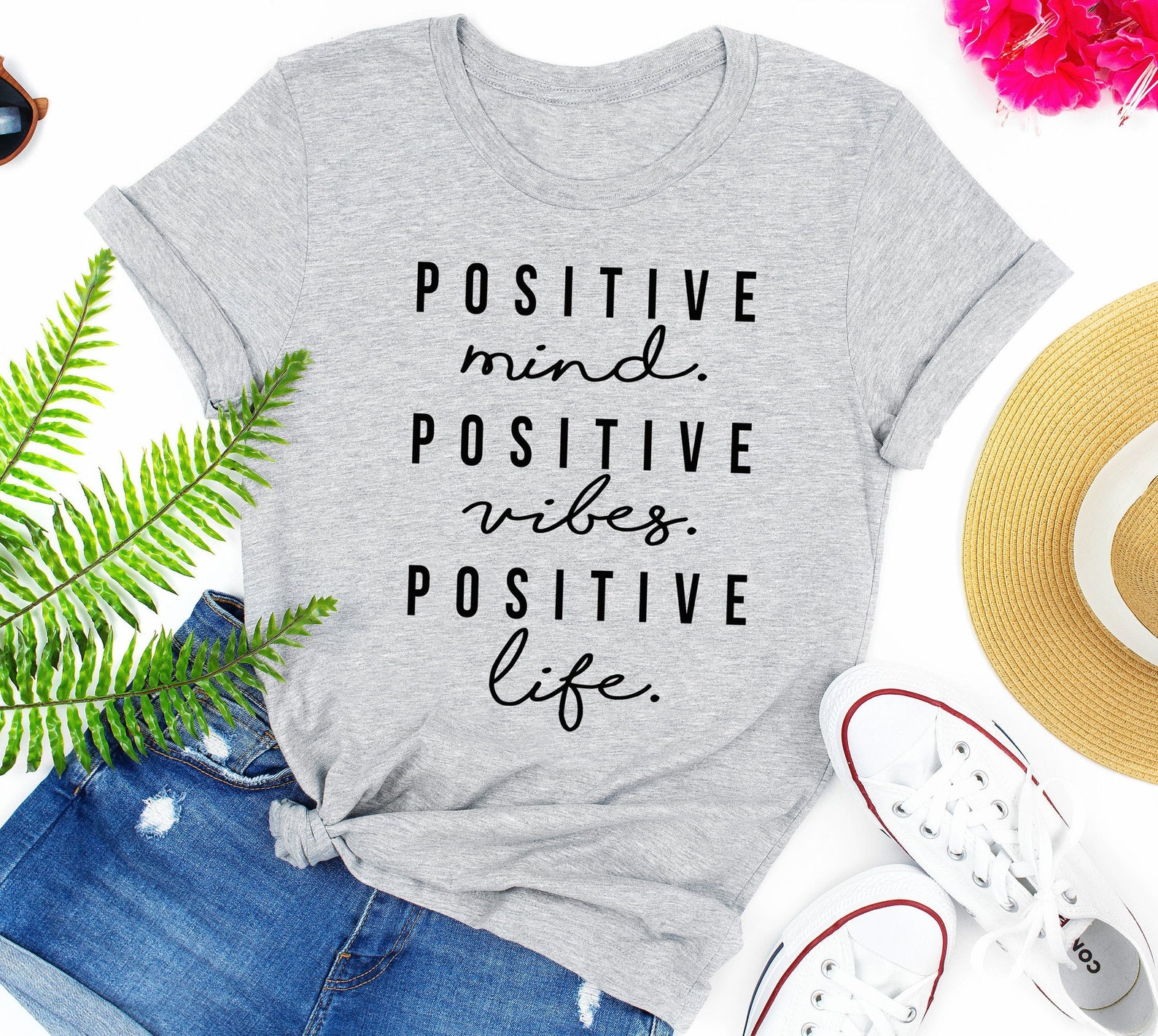 Positive Mind Positive Vibes Positive Life Graphic Shirt - Etsy