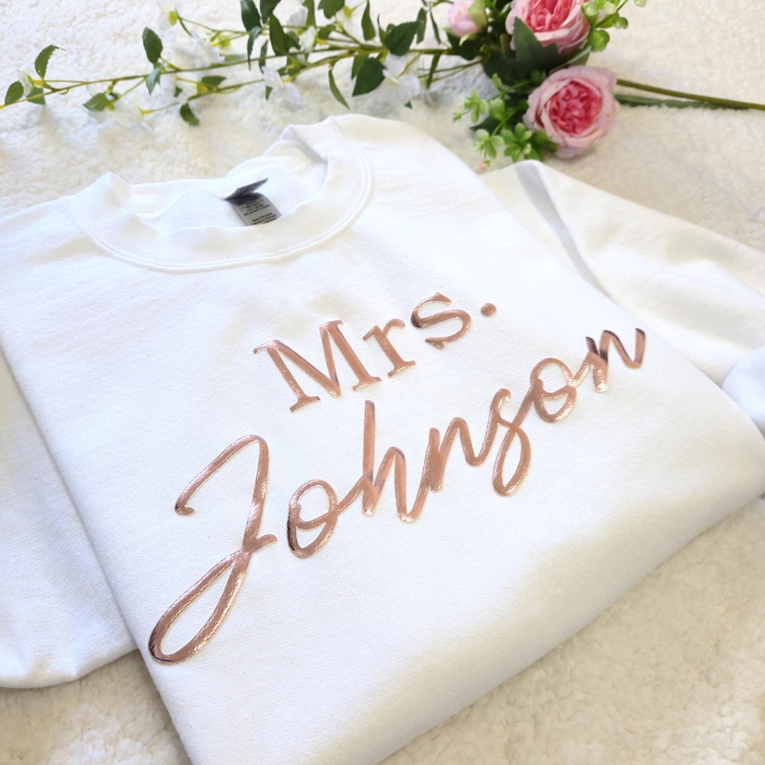 Customized Name Mrs. Metallic Puff Writing Sweatshirt | Bachelorette ...