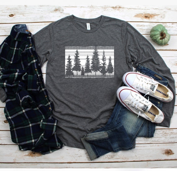Pine Tree Long Sleeve Shirt Nature Lover Shirt Camping | Etsy