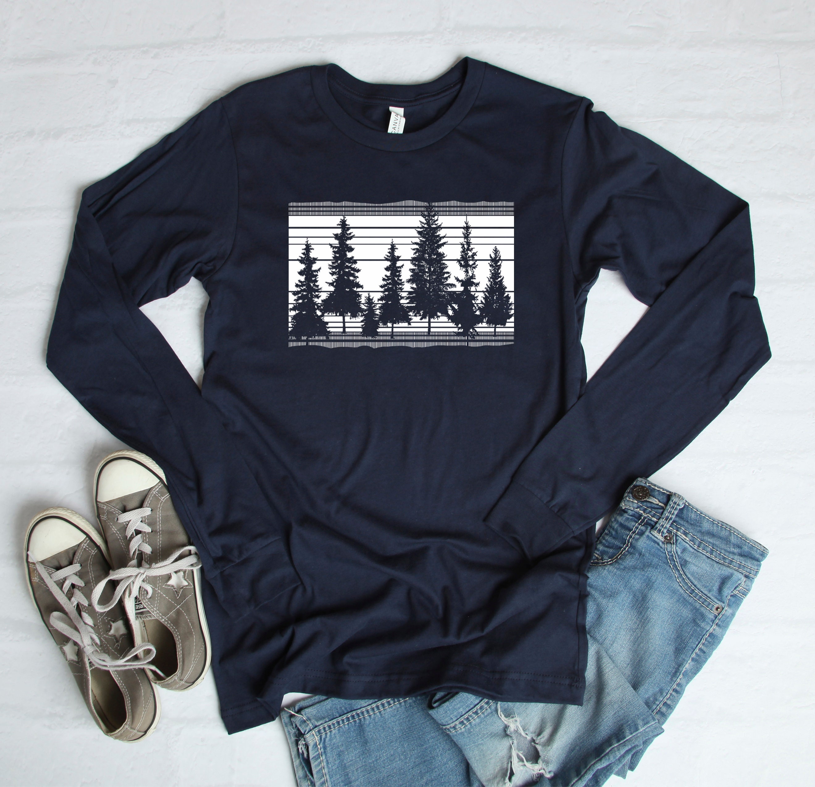 Pine Tree Long Sleeve Shirt Nature Lover Shirt Camping | Etsy