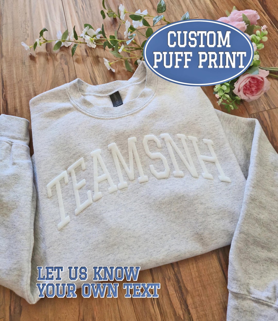 Customized Puff Text Sweatshirt | Personalized Team Name Sweatshirt ...
