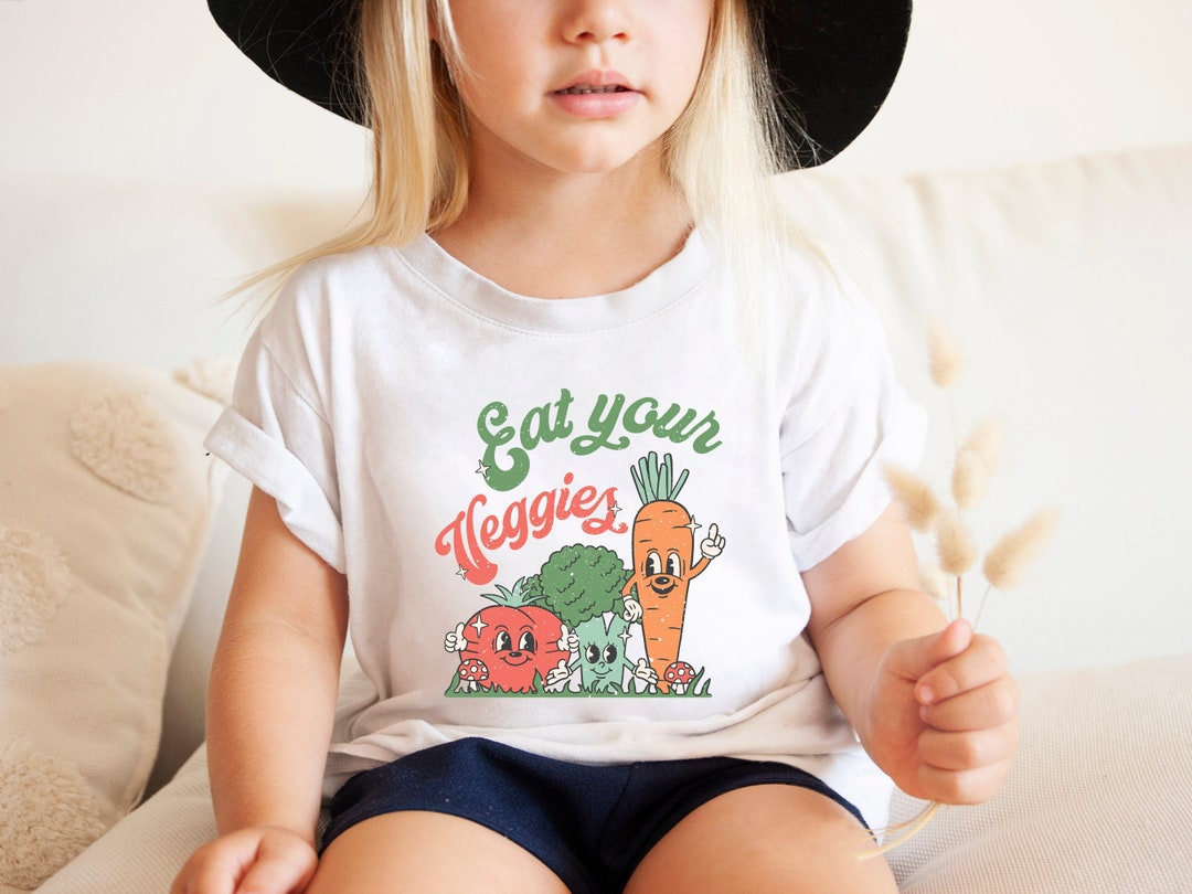 Eat Your Veggies Retro Graphic Kids Shirt Cute Vegetable Shirts for ...