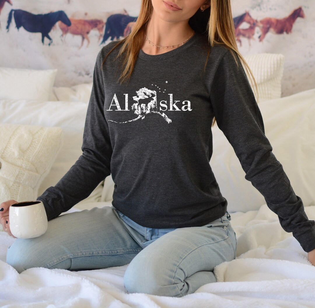Alaska Long Sleeve Shirt Alaska Map State Shirt Alaska Lovers Travel ...