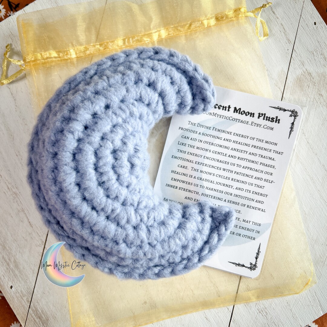 Blue Moon Plushie, Crescent Moon Plush, Anxiety Relief Plush, Celestial ...