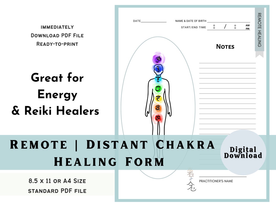 Remote Distant Chakra Energy Reiki Healing PDF Form | Instant Download ...