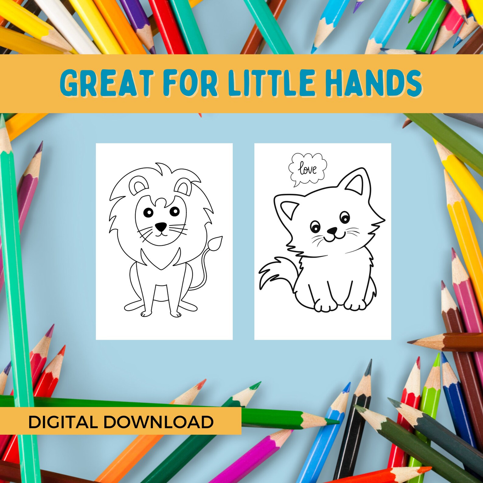 15 Printable Coloring Pages of Cute Animals (vol 1) for Toddlers ...