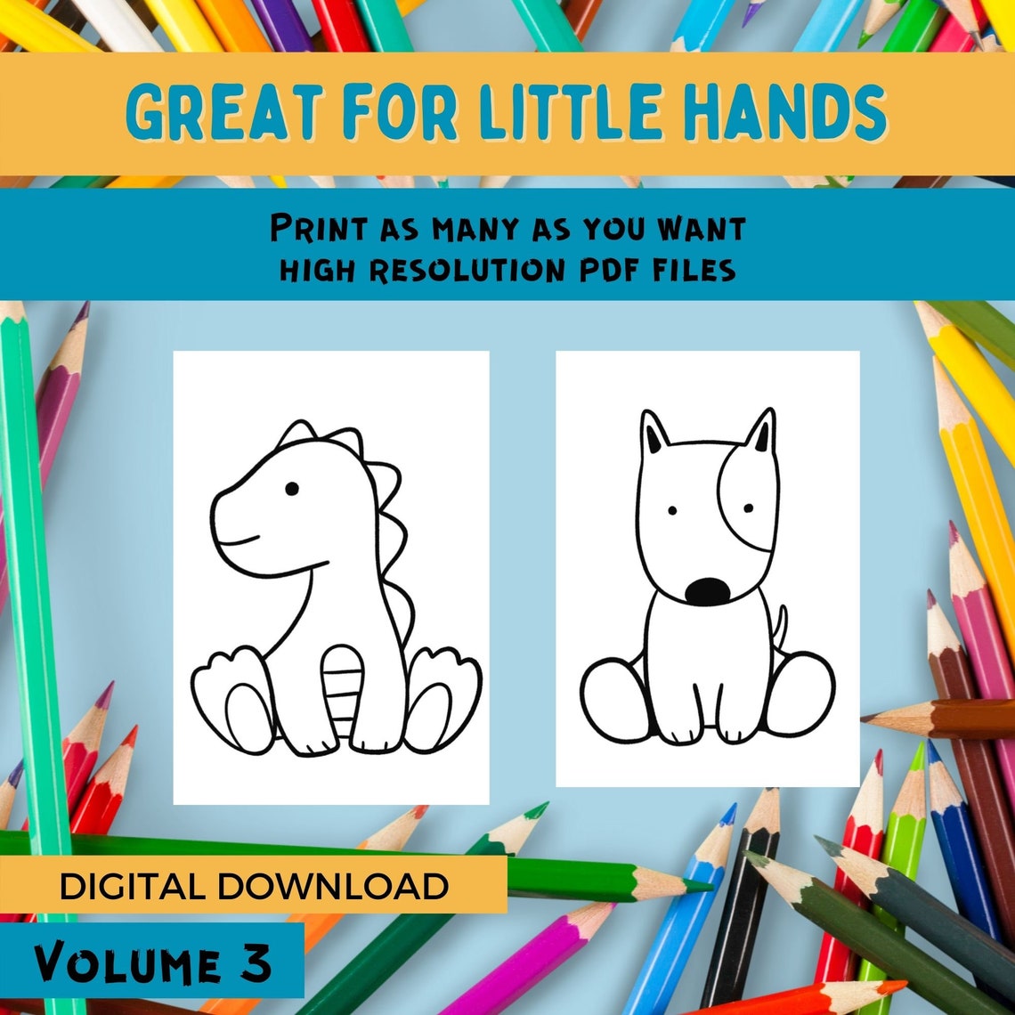 15 Printable Coloring Pages of Cute Animals VOL 3 for Toddler ...