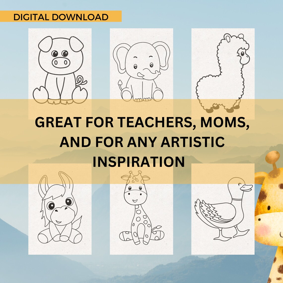 15 Printable Coloring Pages of Cute Animals (vol 1) for Toddlers ...