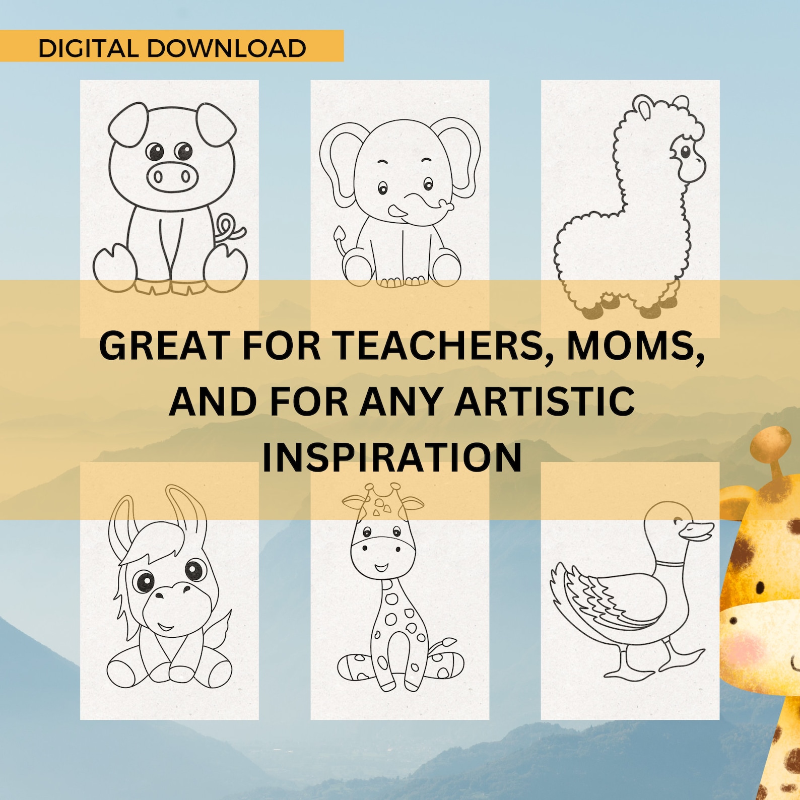 15 Printable Coloring Pages of Cute Animals (vol 1) for Toddlers ...