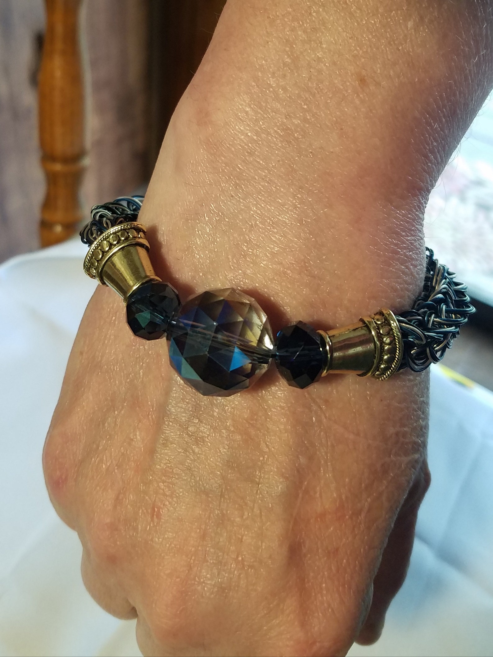 Beautiful Braided Wire Bracelet With Gold Tone End Caps and Jesse James ...