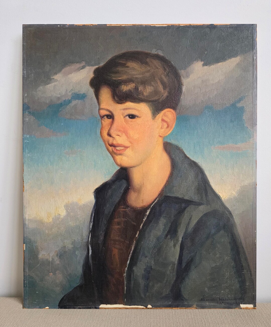 Vintage 1940's Portrait Painting of a Boy by Alexander Warshawsky - Etsy