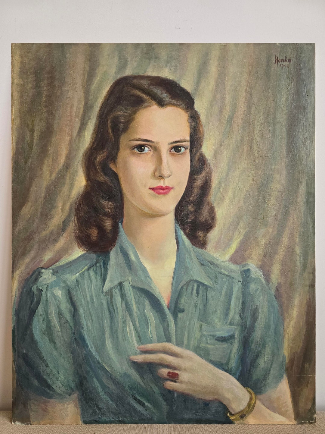 Vintage 1940's Portrait Painting of a Woman, Signed - Etsy