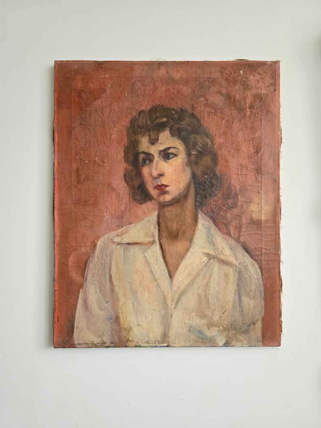 Beautiful Vintage Shabby Chic Midcentury Portrait - Etsy