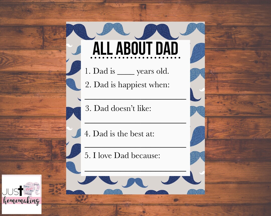 All About Dad Questionnaire | Printable Father’s Day Card | Father’s ...