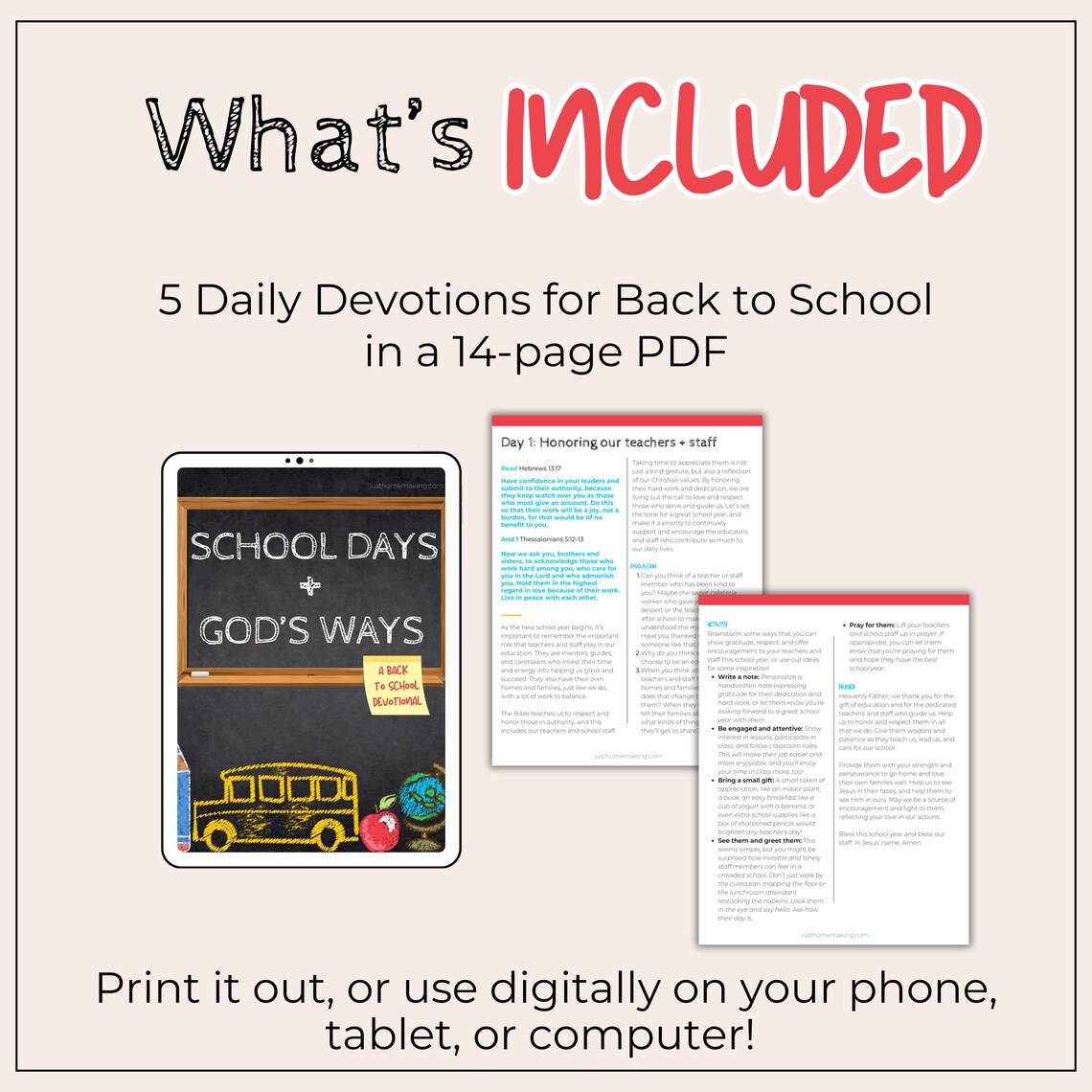 Back to School Devotional, Printable Devotional, Bible Study for Kids ...