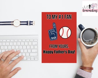 Baseball Father's Day Card, Printable Father's Day Card, PDF Download ...