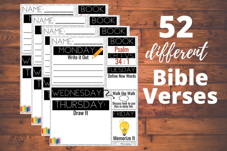 Printable Bible Verse of the Week Worksheet | Memory Verse - Etsy