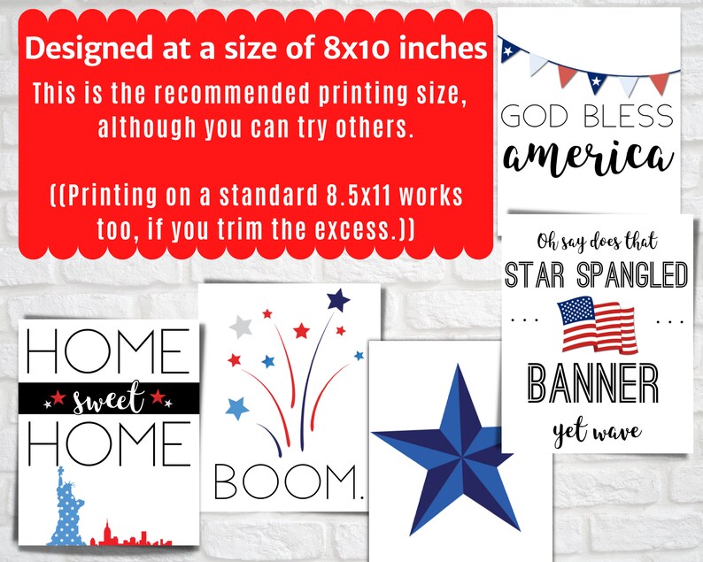 Patriotic Printable Wall Art, July Fourth Decor, Independence Day Wall ...