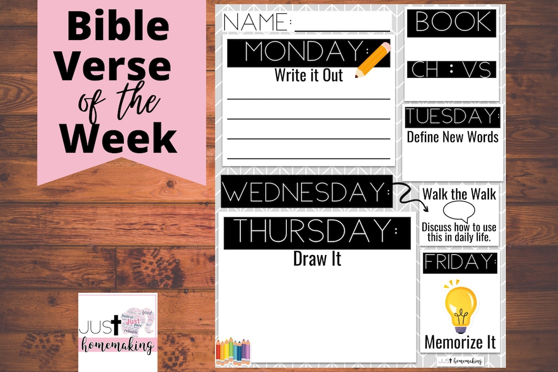 Printable Bible Verse of the Week Worksheet | Memory Verse - Etsy