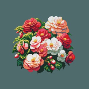 Floral Begonia Cross Stitch Pattern, Flower Embroidery (PDF Pattern) - Etsy