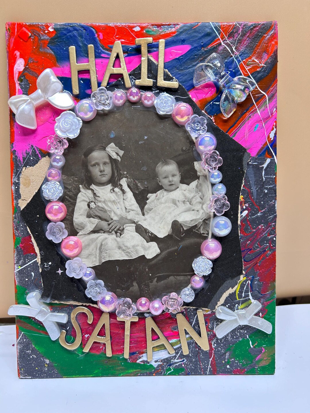 Hail Satan Kids original Collage - Etsy