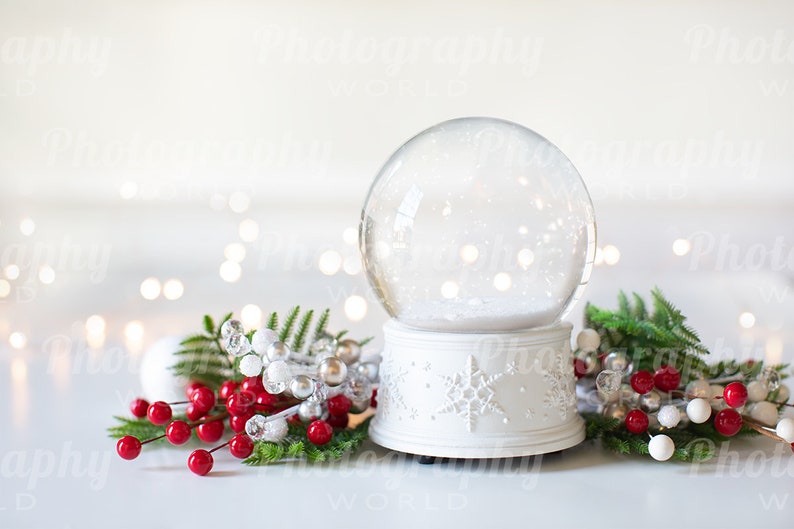 Snow Globe Digital Backdrop, Photoshop Christmas Background (YOU EDIT ...