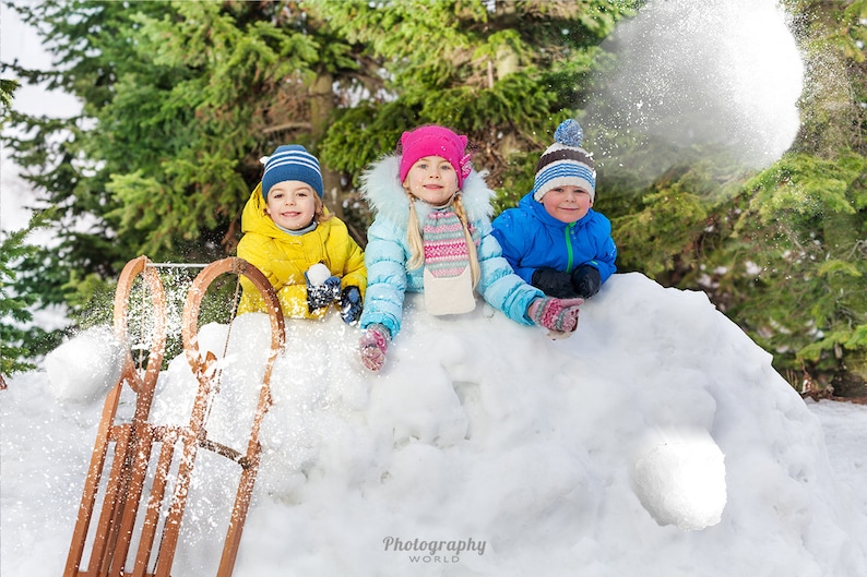 Snowball Fight Overlay Photoshop Composite | Etsy