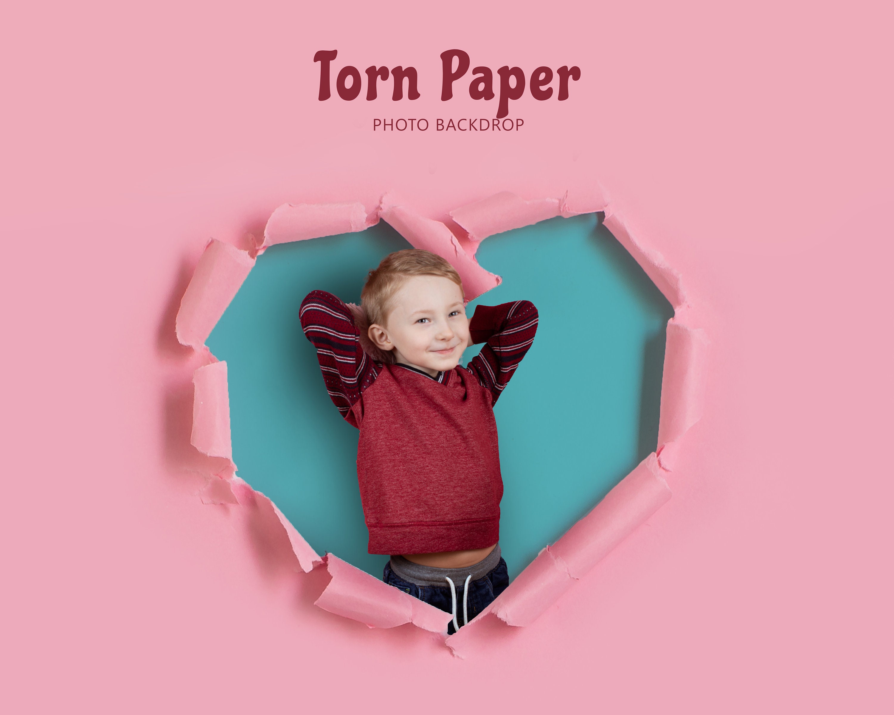 Torn Paper Overlay & Photoshop Backdrop Valentine | Etsy UK