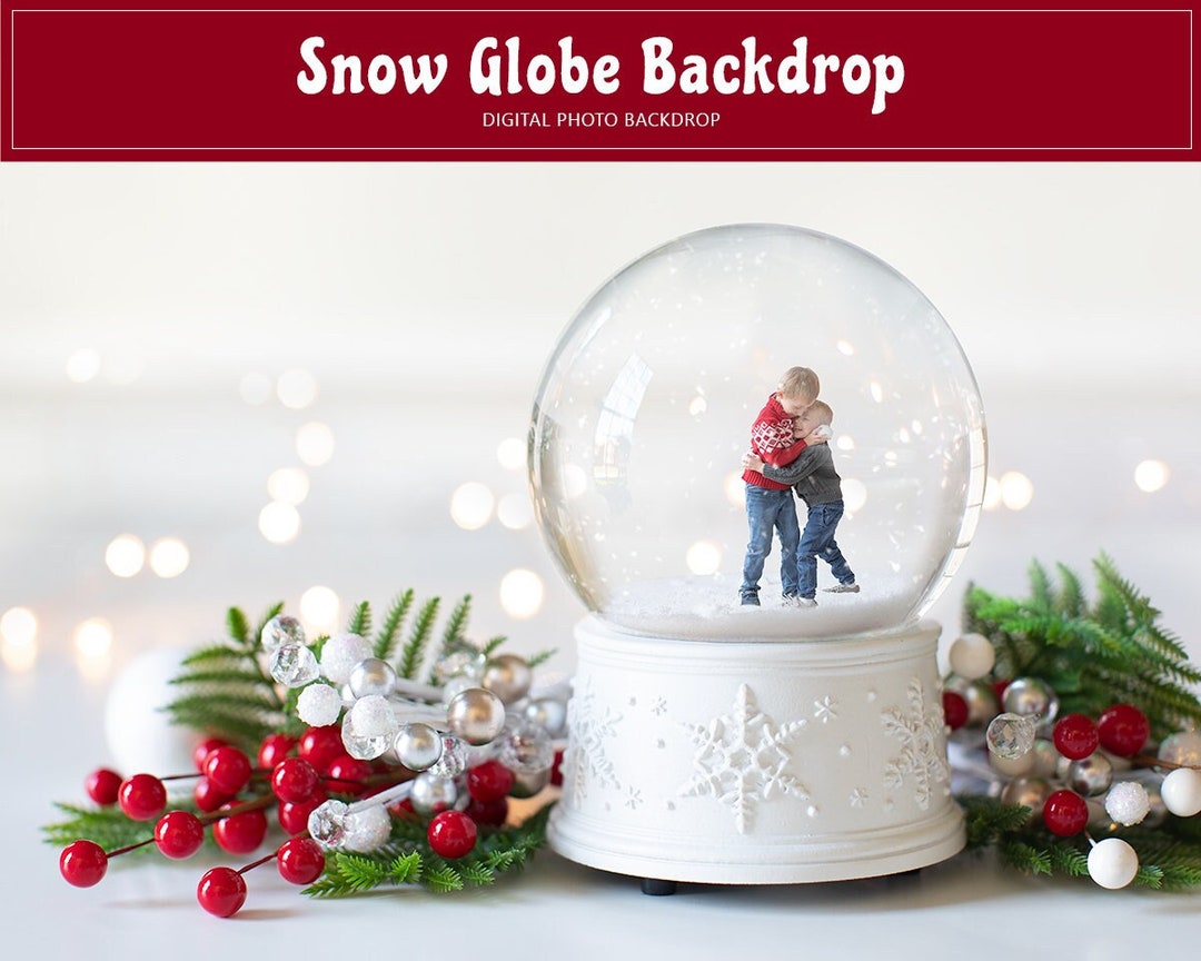 Snow Globe Digital Backdrop, Photoshop Christmas Background (YOU EDIT ...