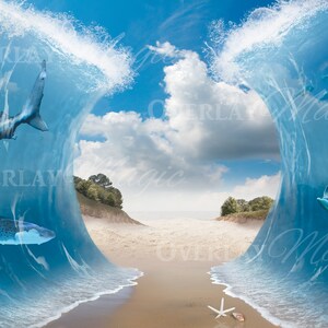 Parting Sea Digital Backdrop, Nautical Beach Scene - Etsy