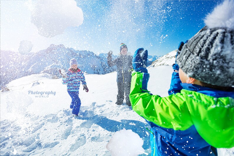 Snowball Fight Overlay Photoshop Composite | Etsy