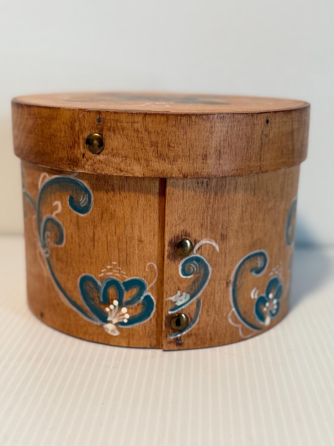 Vintage Wood Lidded Cheese Box| Hand Painted Cheese Box| Hand Painted ...