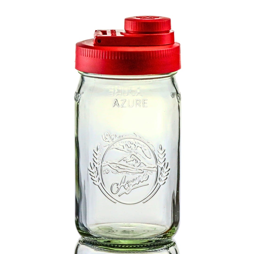 Glass Mason Jar Pitcher With Pour Lid - Azure Standard Jar, 1 Quart (32 ...