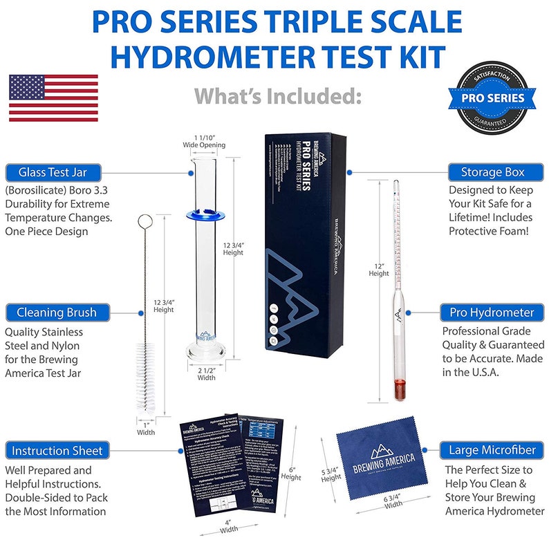 Specific Gravity Hydrometer Test Kit: American-made ABV Tester Pro ...